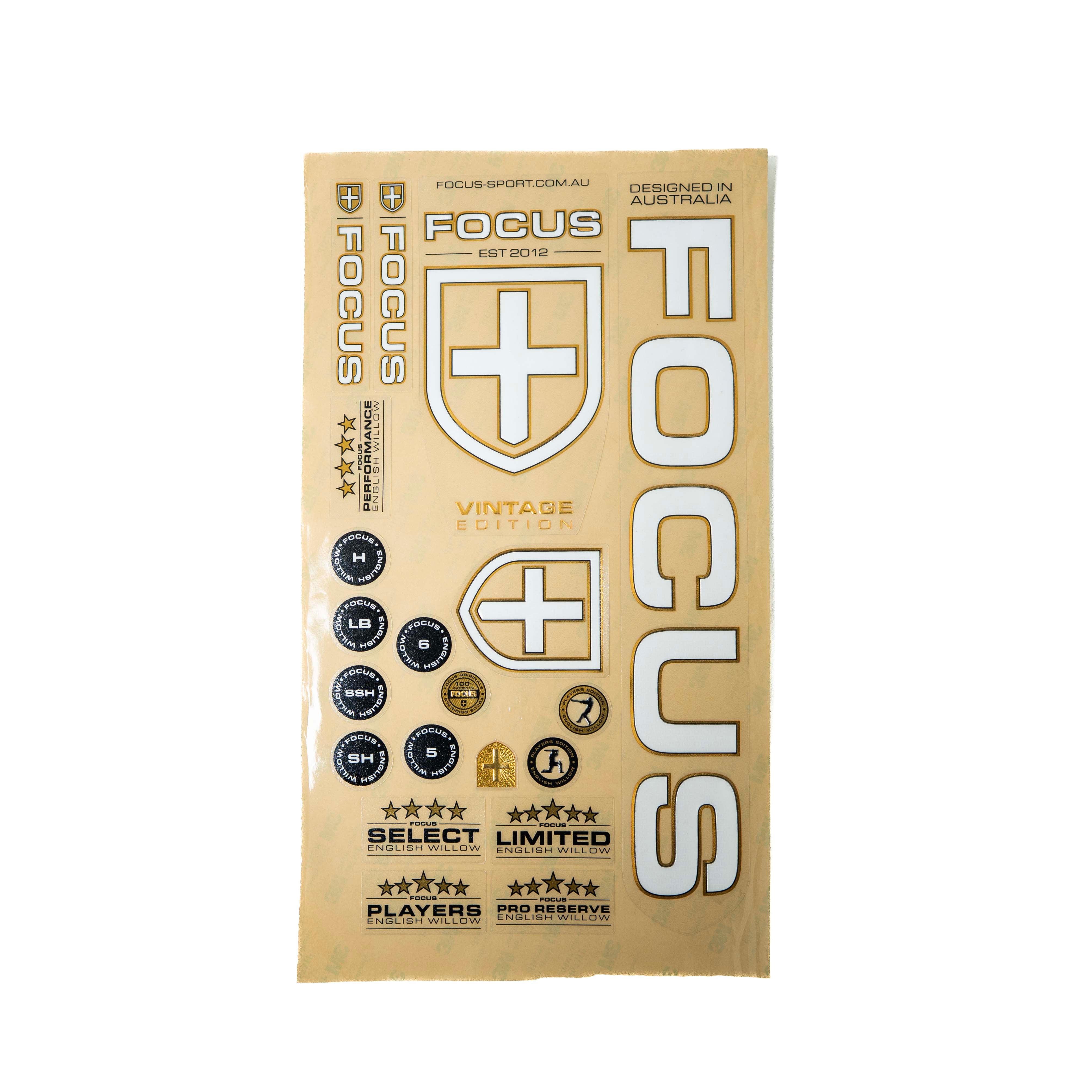Focus Cricket Bat Sticker Set - Vintage White – Focus Cricket South Africa